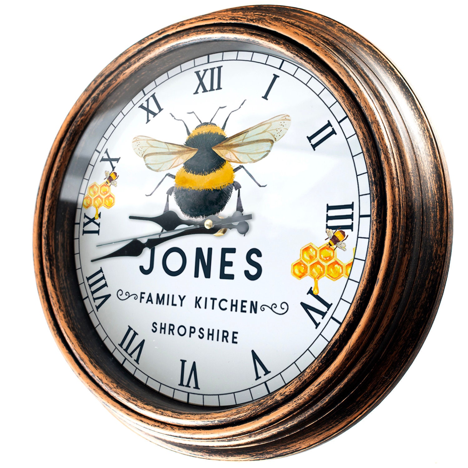 Personalised Bumblebee Kitchen Wall Clock Family Name Hanging - Etsy UK