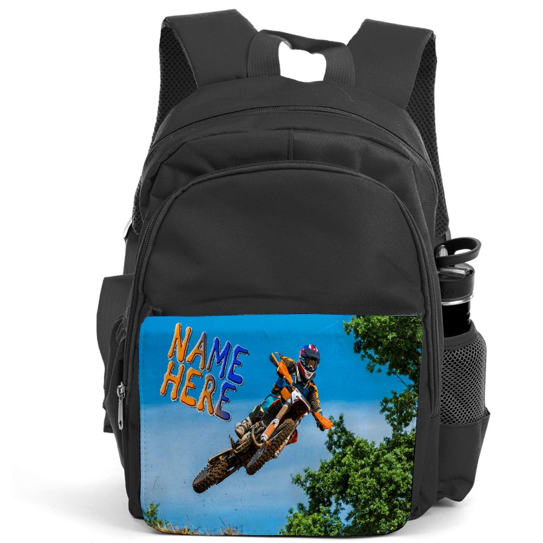 Personalised Motocross Backpack Boys School Bag Childrens Nursery ...