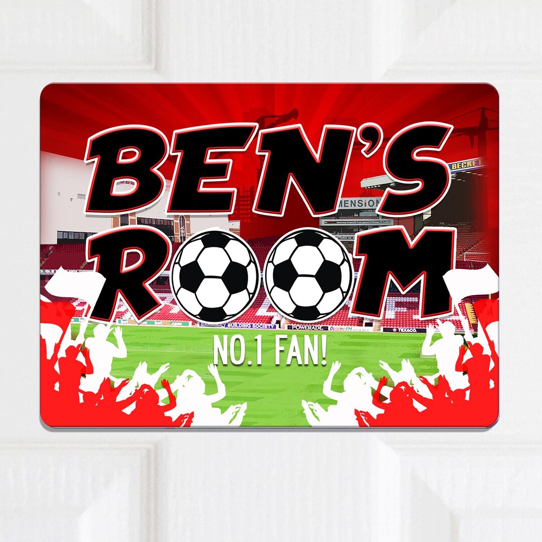 Personalised Barnsley Door Sign Boys Football Fan Bedroom Plaque Kids ...