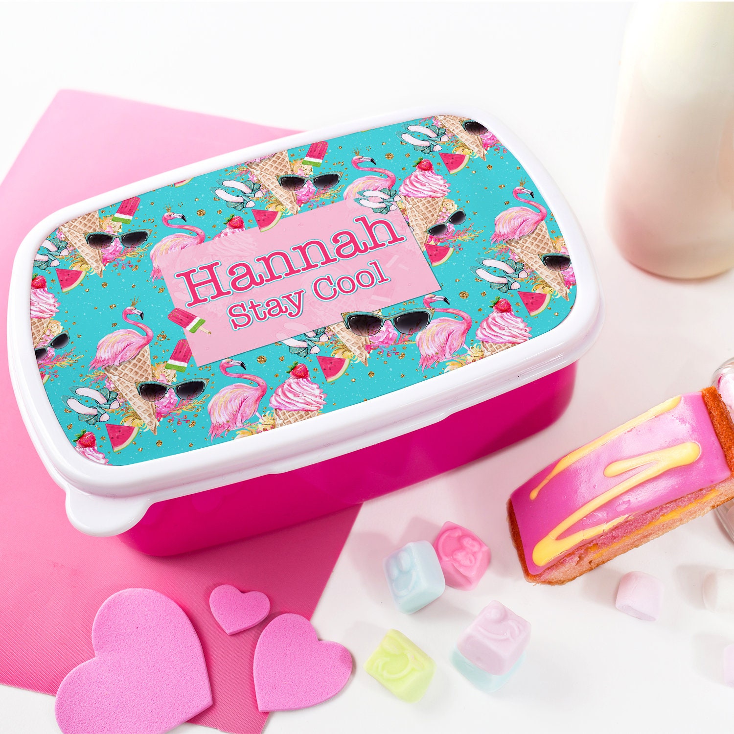 Personalised FLAMINGO Lunch Box Funny School Snack Sandwich | Etsy