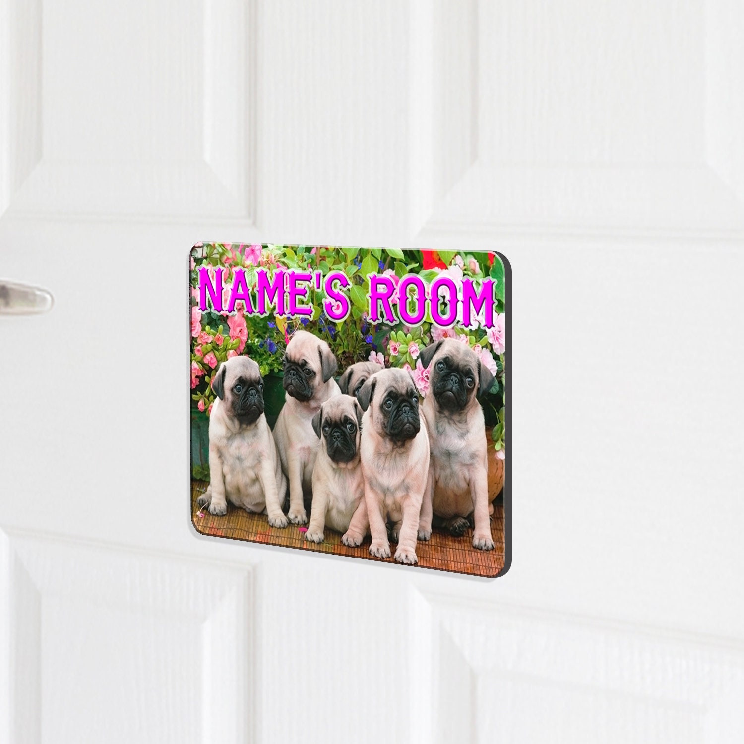 Pug Door Sign Bedroom Name Plaque Personalised Girls Puppy - Etsy UK