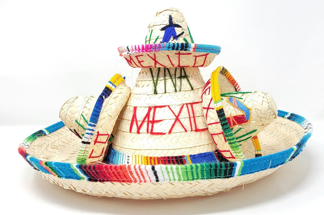 Adults Hat Sombrero Straw Zapata Sombrero With Sarape Trim - Etsy