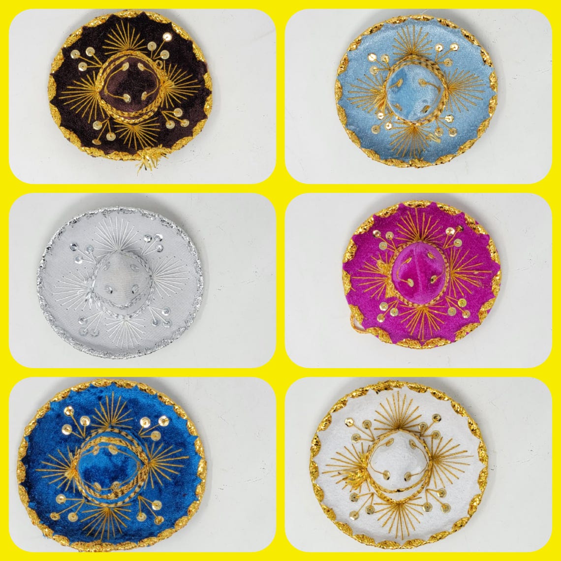 16 Pack of Mini Mexican Sombrero Mariachi Hats With Gold Trim - Etsy