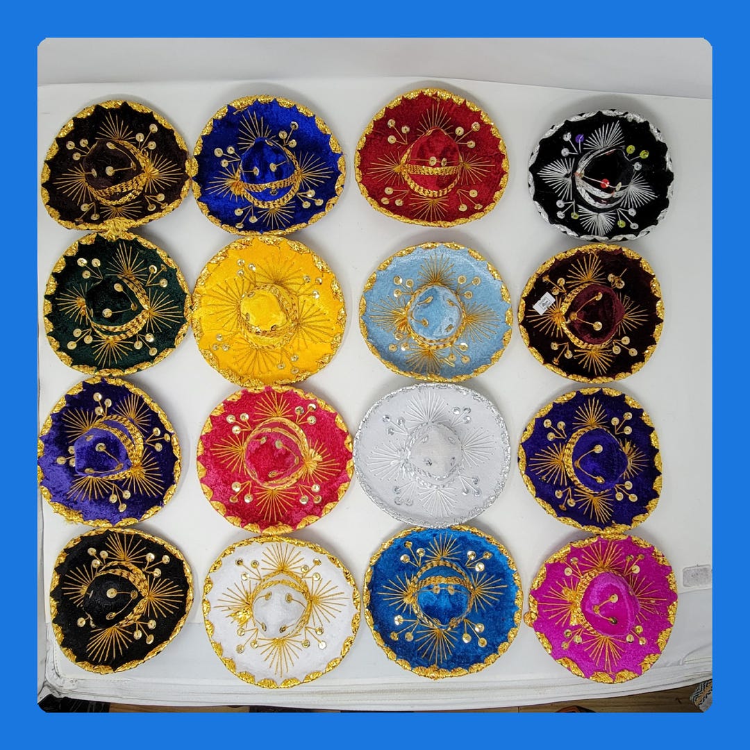 16 Pack of Mini Mexican Sombrero Mariachi Hats With Gold Trim - Etsy