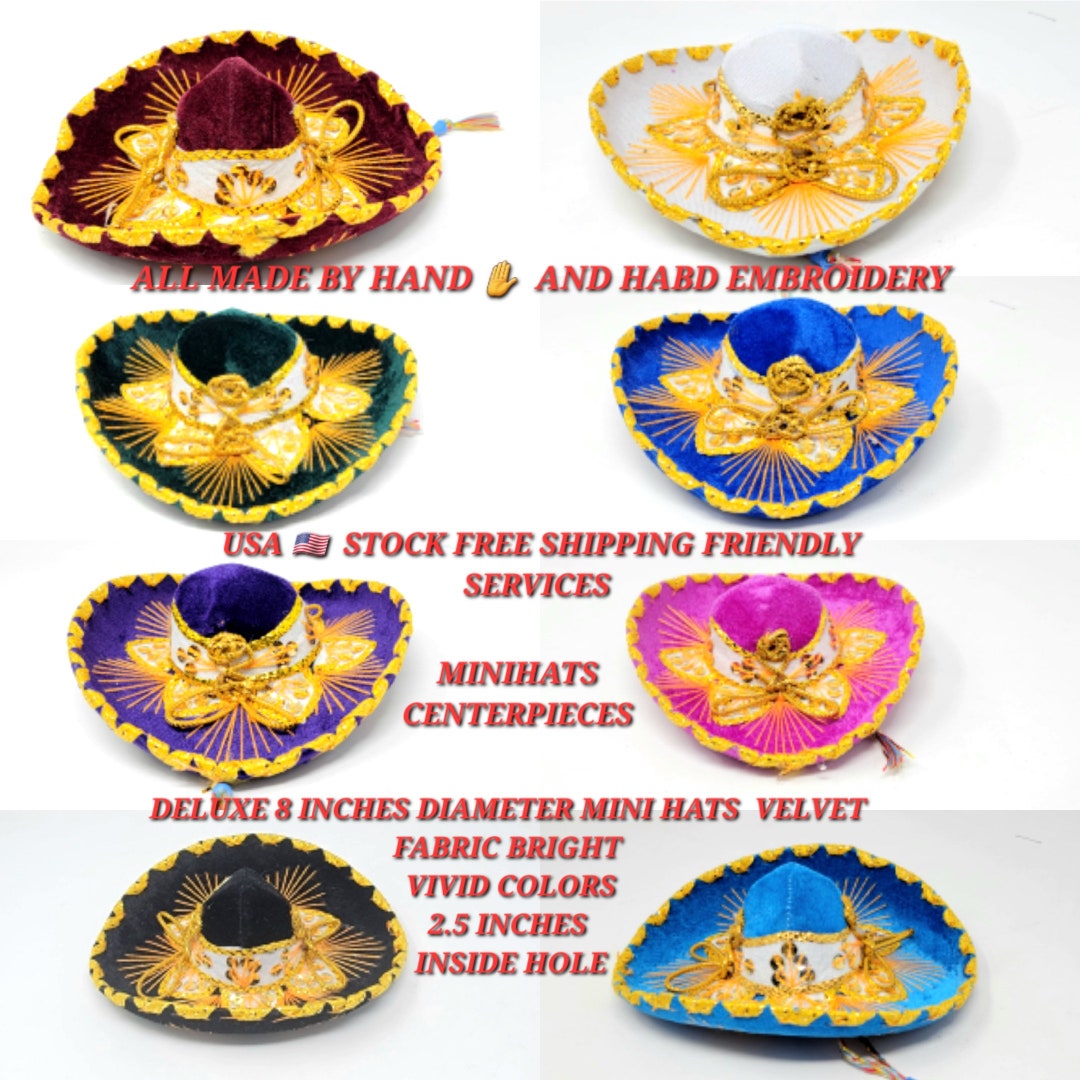 DELUXE 8 Inches Mini Sombrero Charro Mariachi Hat for Fiestas or 5 De ...