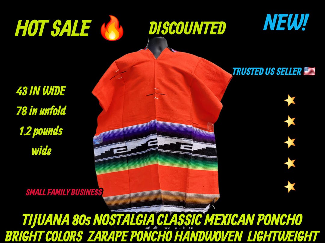 Sarape Authentic Mexican Poncho Gavan Jorongo - Etsy