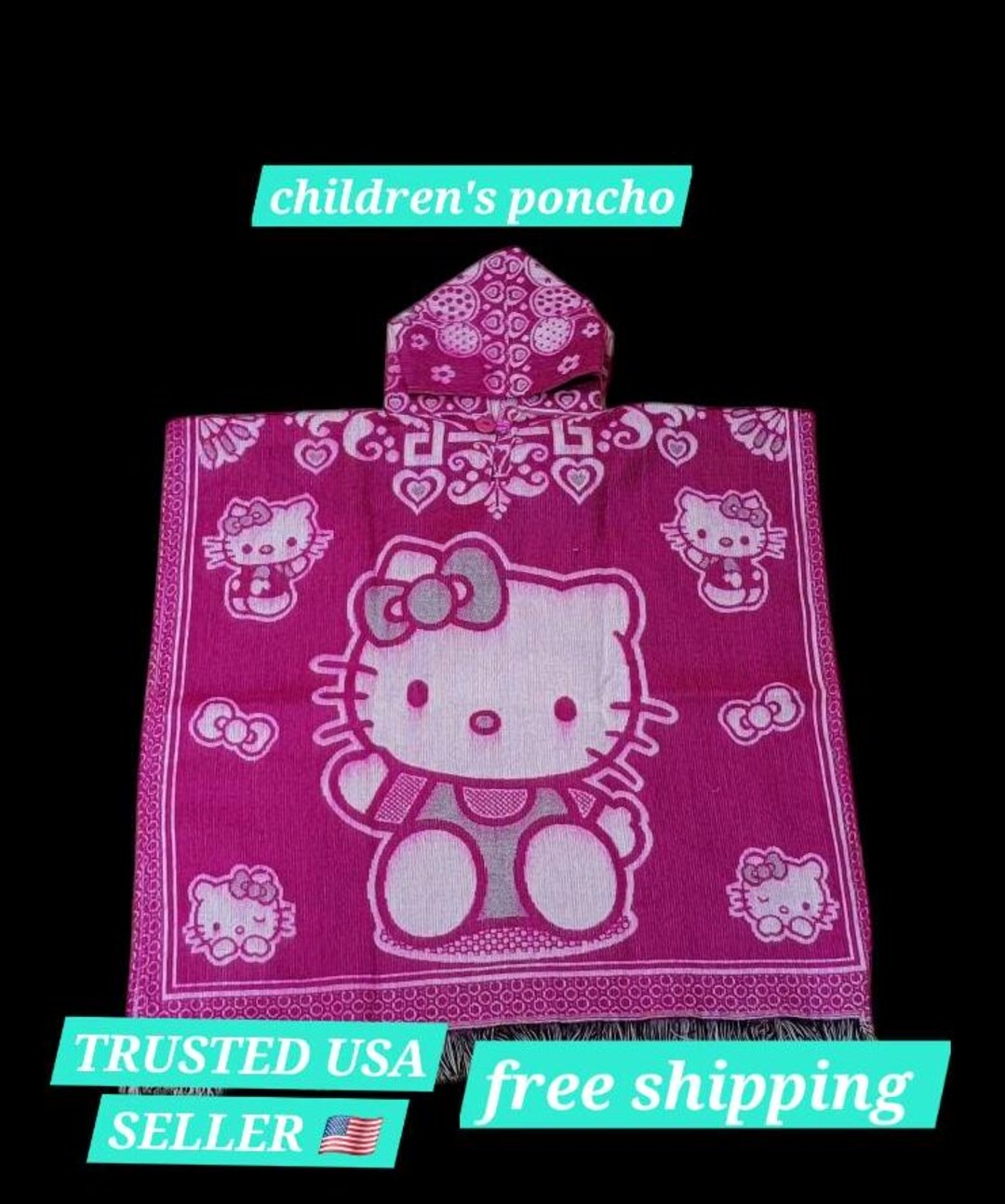 Childrens Hello Kitty Poncho Kawaii Super Soft Hola Kitty Gatita - Etsy