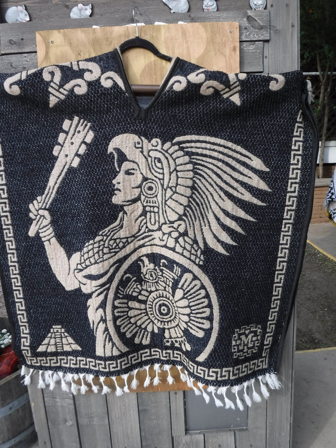 Reversible Aztec Warrior Poncho: Heavy, Warm, Natural Fibers - Etsy