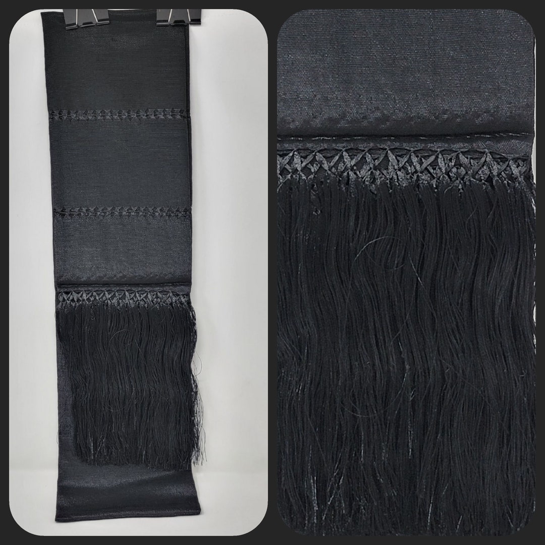 BLACK Rebozo Mexican Tipical Rebozo or Chalina, Mexican Shawl (94" X 24 ...