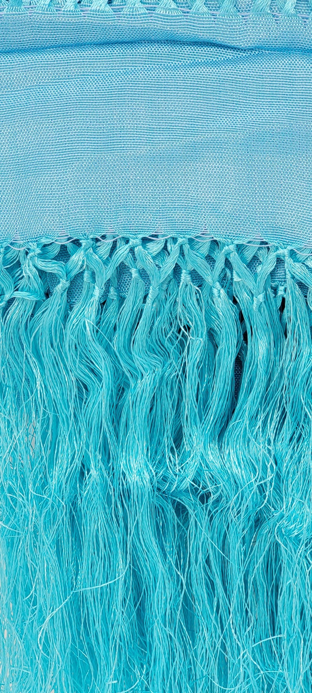 Baby Blue Mexican Rebozo Shawl: Artisela Silk Fringe (94" X 24.5") - Etsy