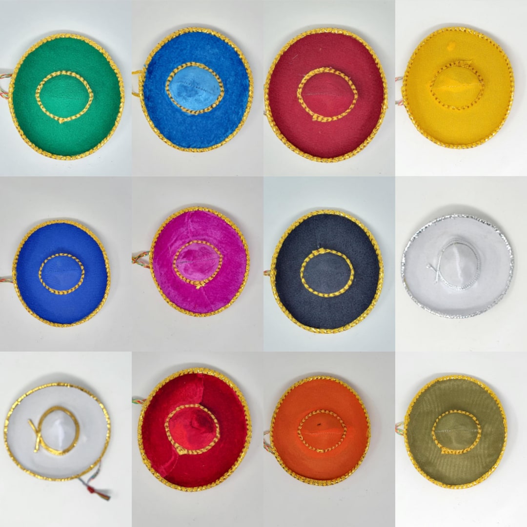 Packs of 12 Mini Mexican Mariachi PLAIN Sombrero for Fiestas Hat Charro ...
