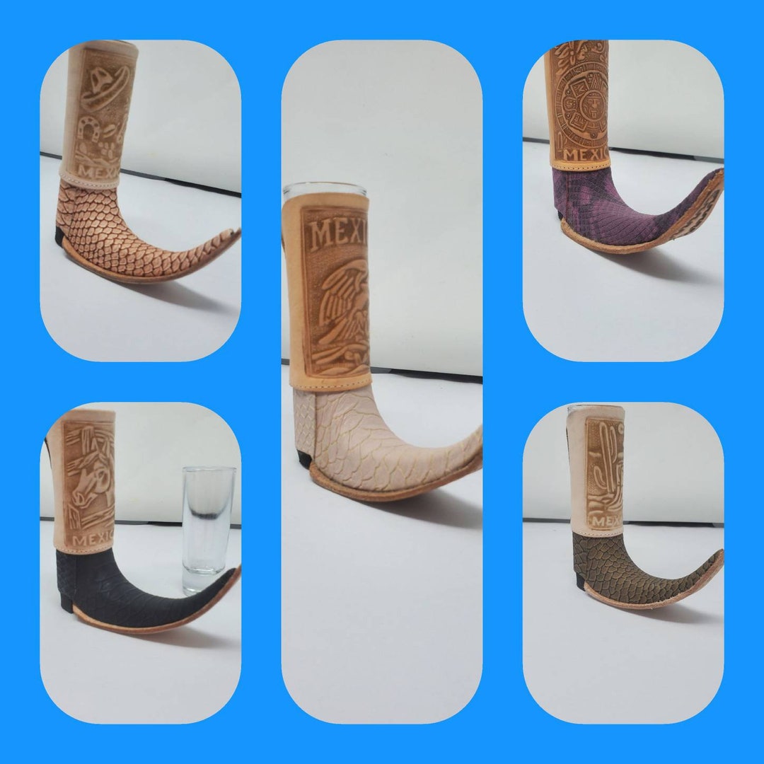 Mexican Mini Leather Wrapped Boot Tequila Shots Shaped Like Boot ...