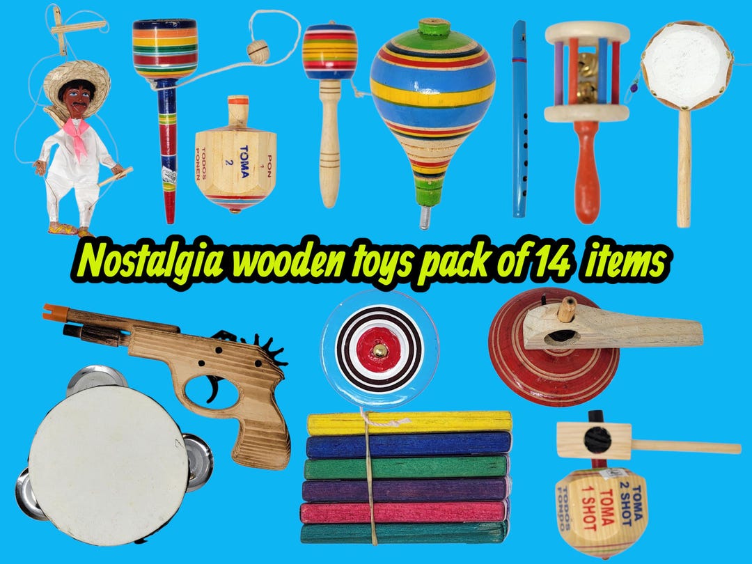 Handmade Mexican Wooden Toys Pack of 14 Toys - Etsy