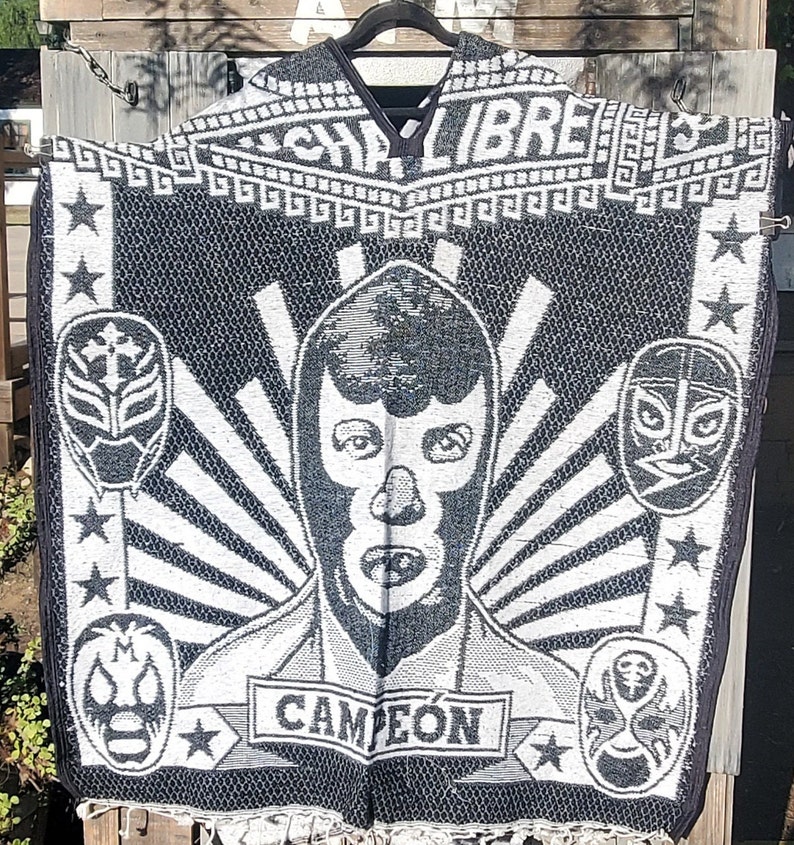 El Santo Blue Demon Luchador Mask Mexican Poncho - Etsy