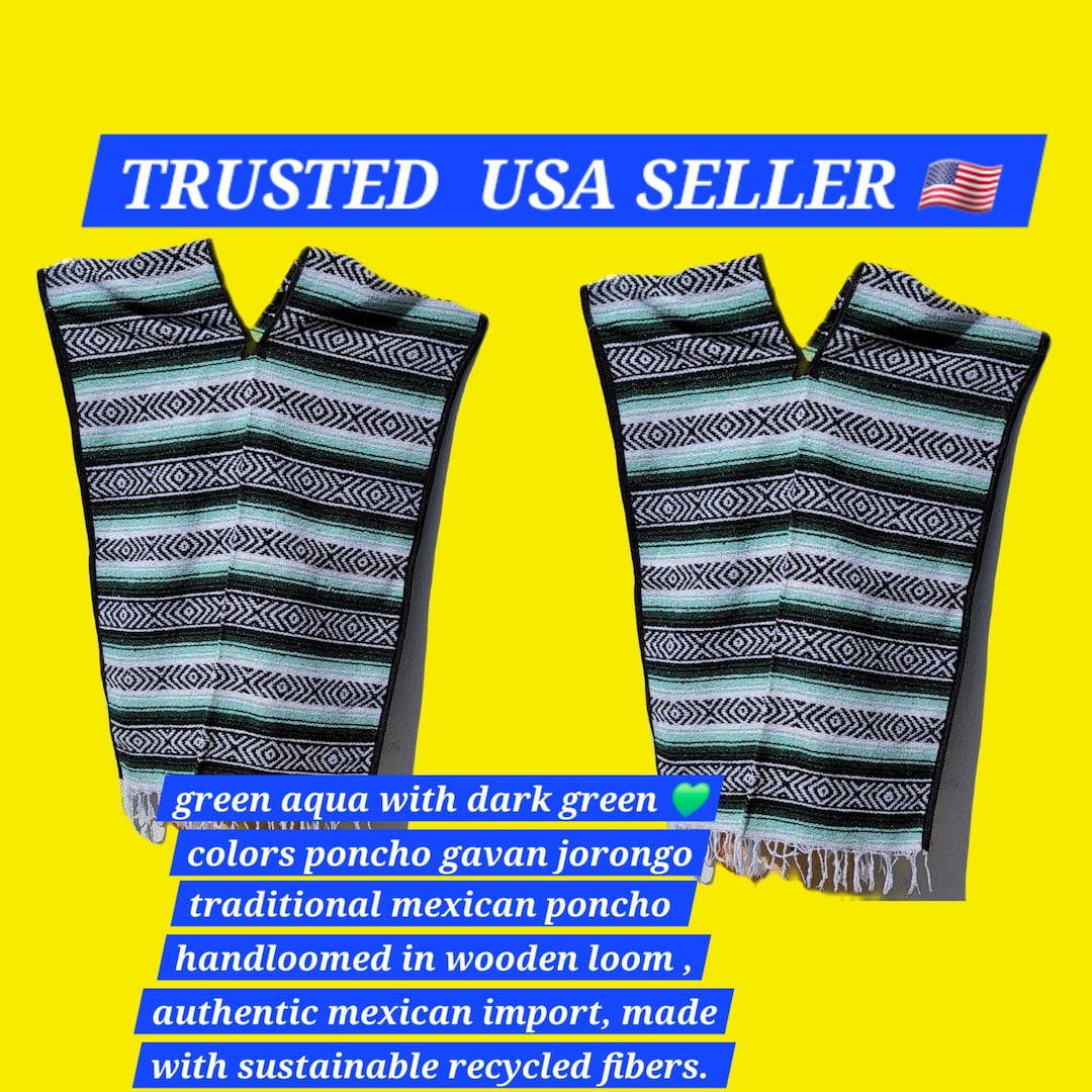 Mexican Poncho Gavan Jorongo Green With Dark Green - Etsy