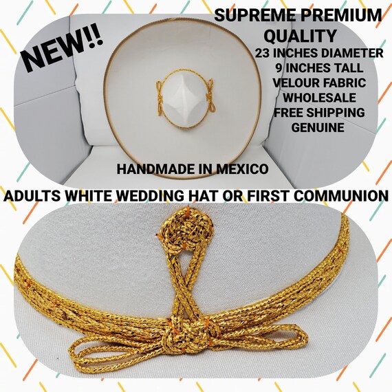 White With Gold Wedding Hat or First Communion for Grown Ups - Etsy
