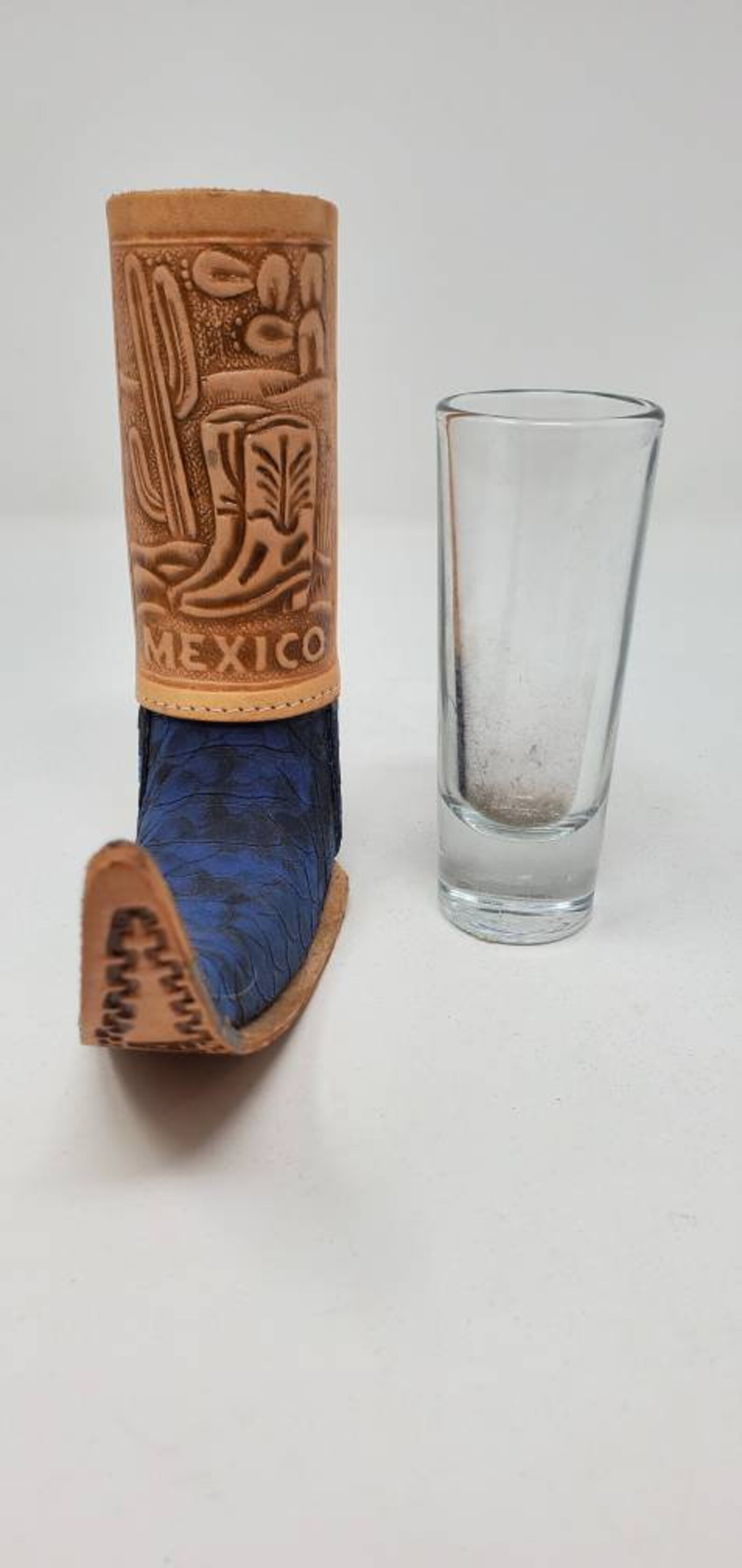 1 set of 4 mexican mini leather wrapped boot tequila shots | Etsy