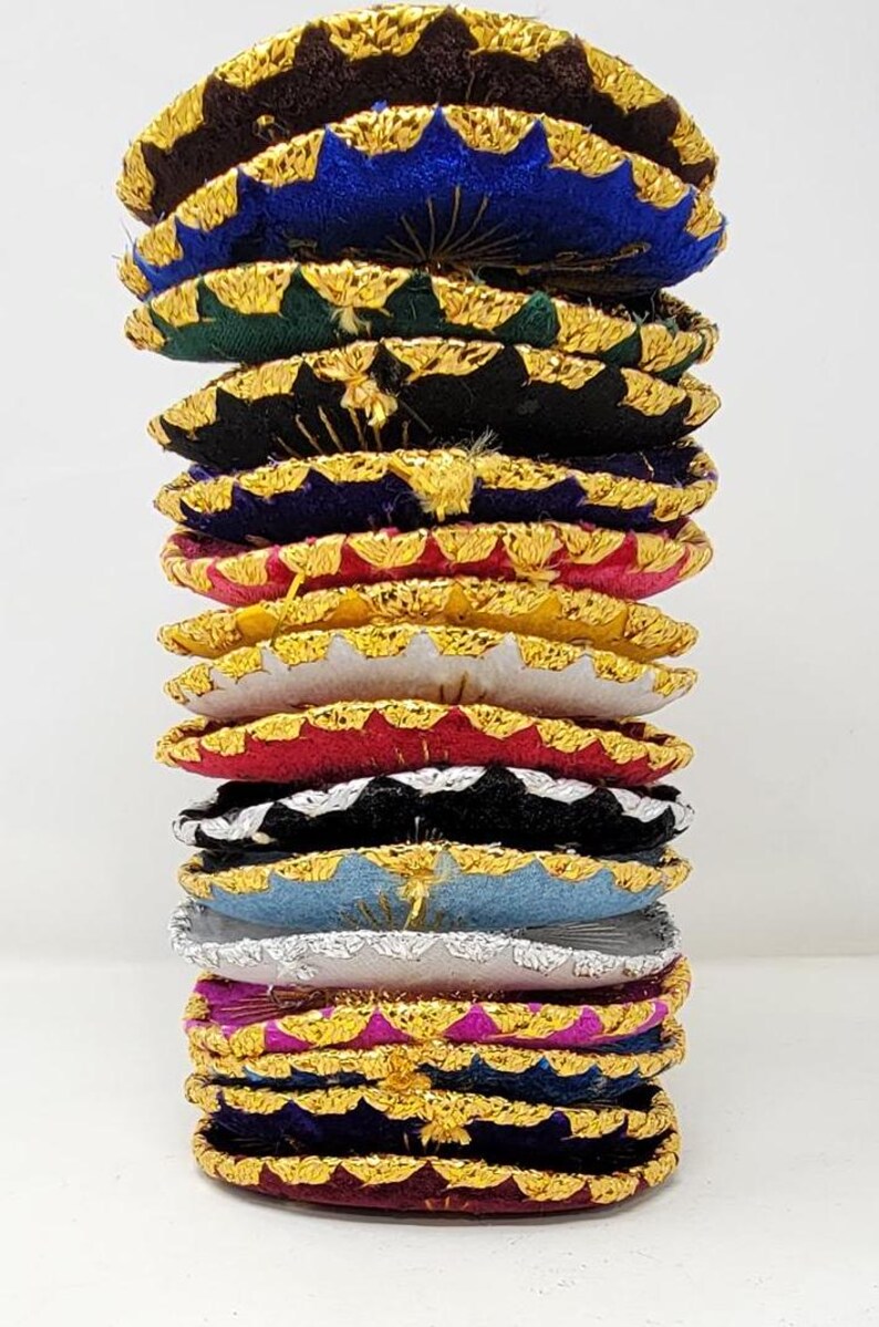 16 Pack of Mini Mexican Sombrero Mariachi Hats With Gold Trim - Etsy