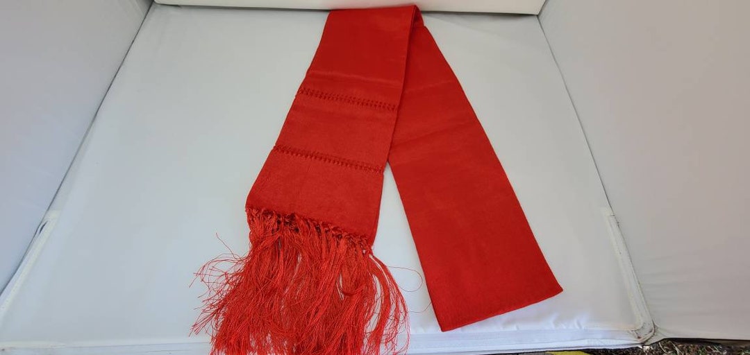 Solid Red Blood Rebozo Mexican Tipical Rebozo or Chalina, Mexican Shawl ...