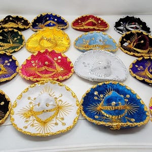 16 Pack of Mini Mexican Sombrero Mariachi Hats With Gold Trim - Etsy