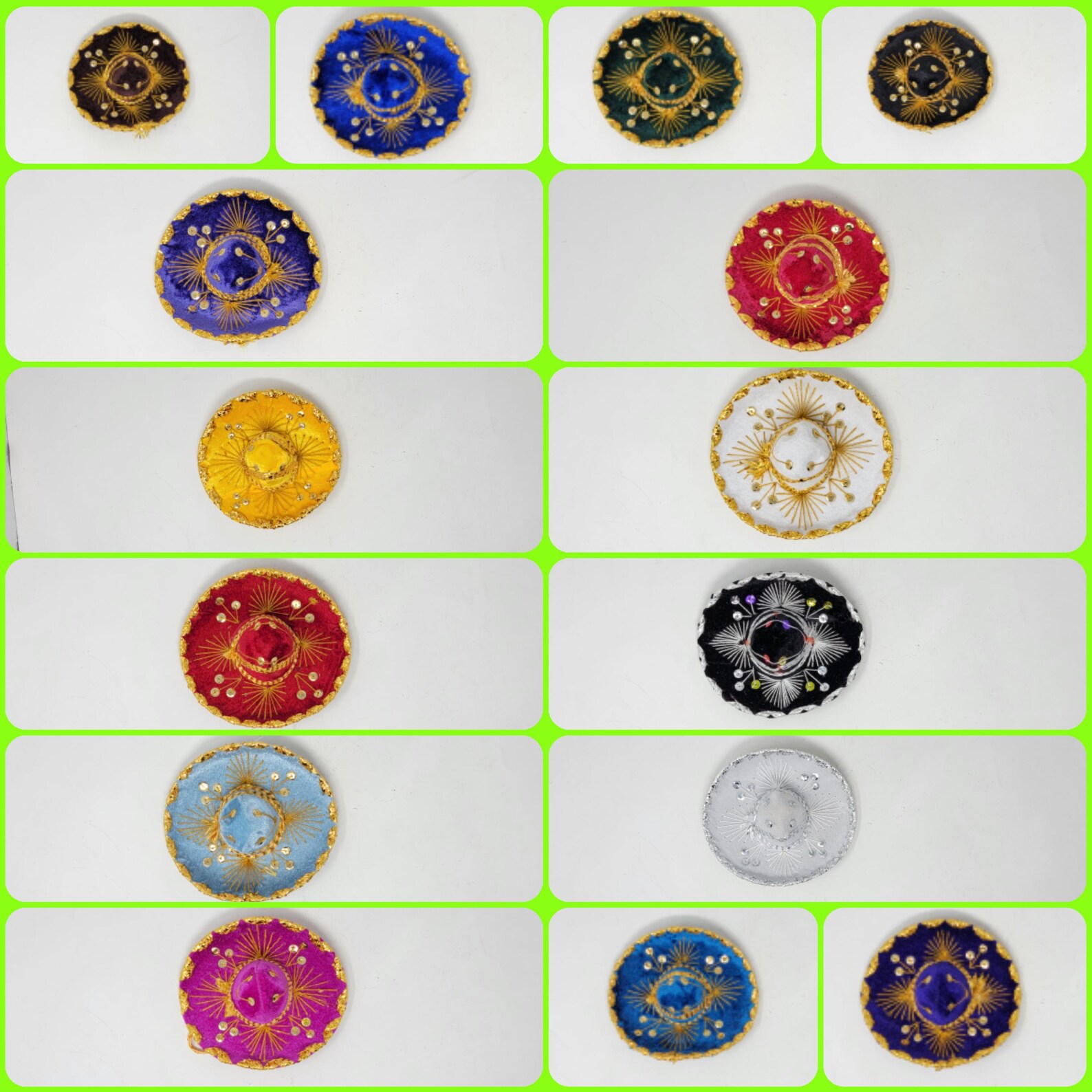 16 Pack of Mini Mexican Sombrero Mariachi Hats With Gold Trim - Etsy