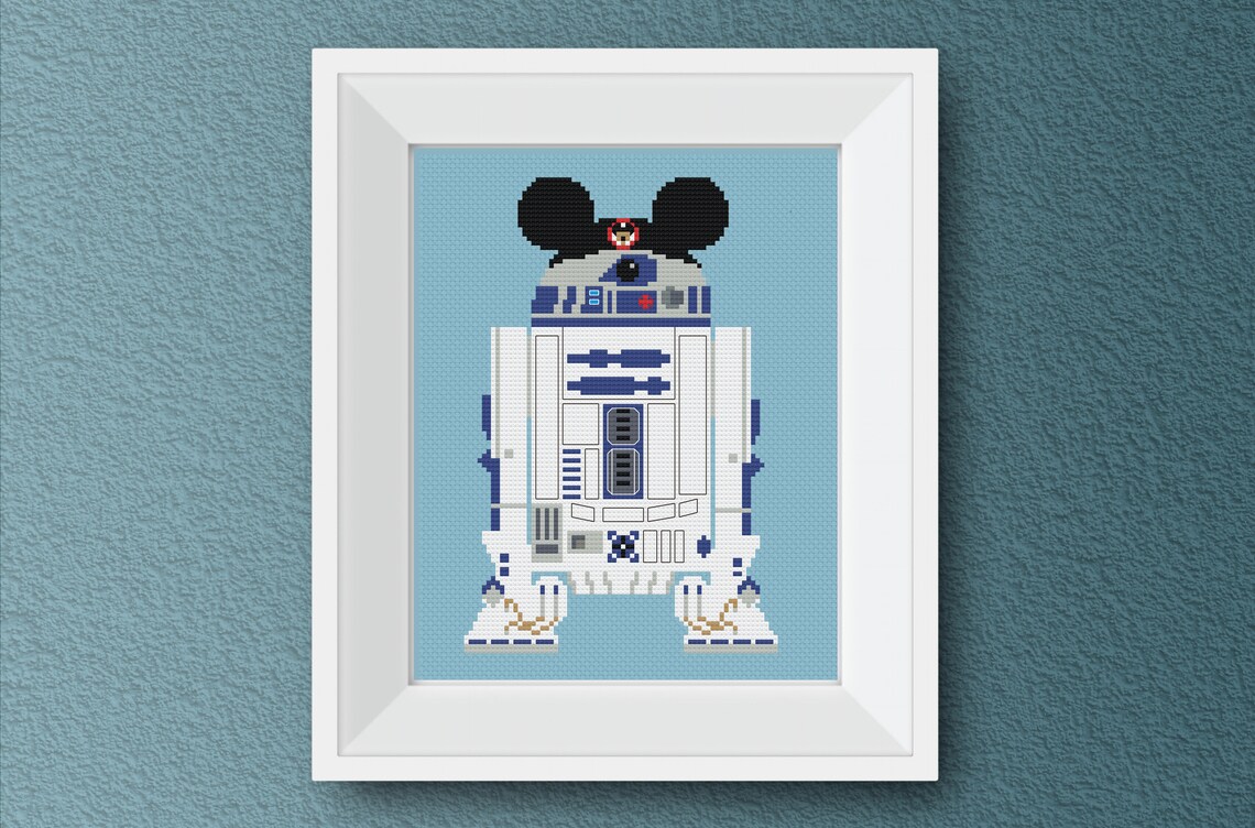 R2D2 With Mickey Mouse Ears Cross Stitch Chart | Etsy