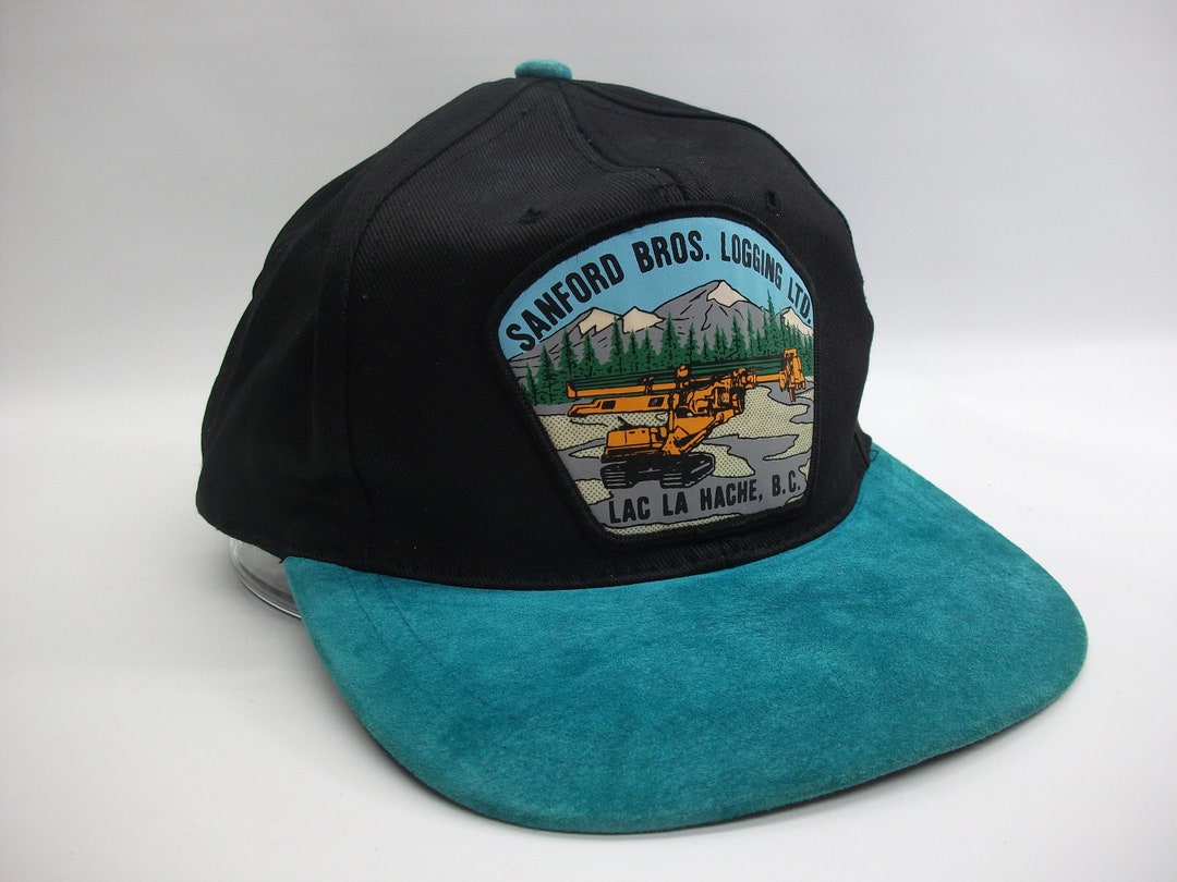 Sanford Bros Logging Lac La Hache BC Big Patch Hat Vintage Teal Black ...