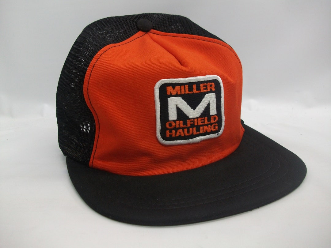 Miller Oilfield Hauling M Patch Hat Vintage Orange Black Snapback ...
