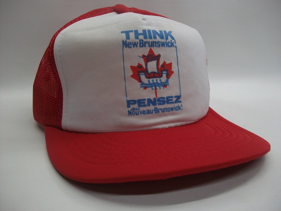 Think New Brunswick Bilingual Hat Vintage Ted Fletcher Red White ...
