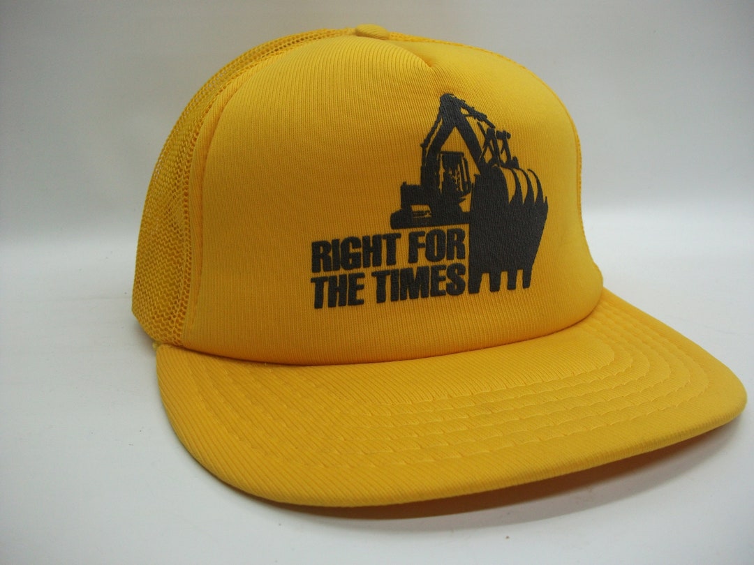 Right for the Times Excavator Hat Vintage Yellow Snapback Trucker Cap ...