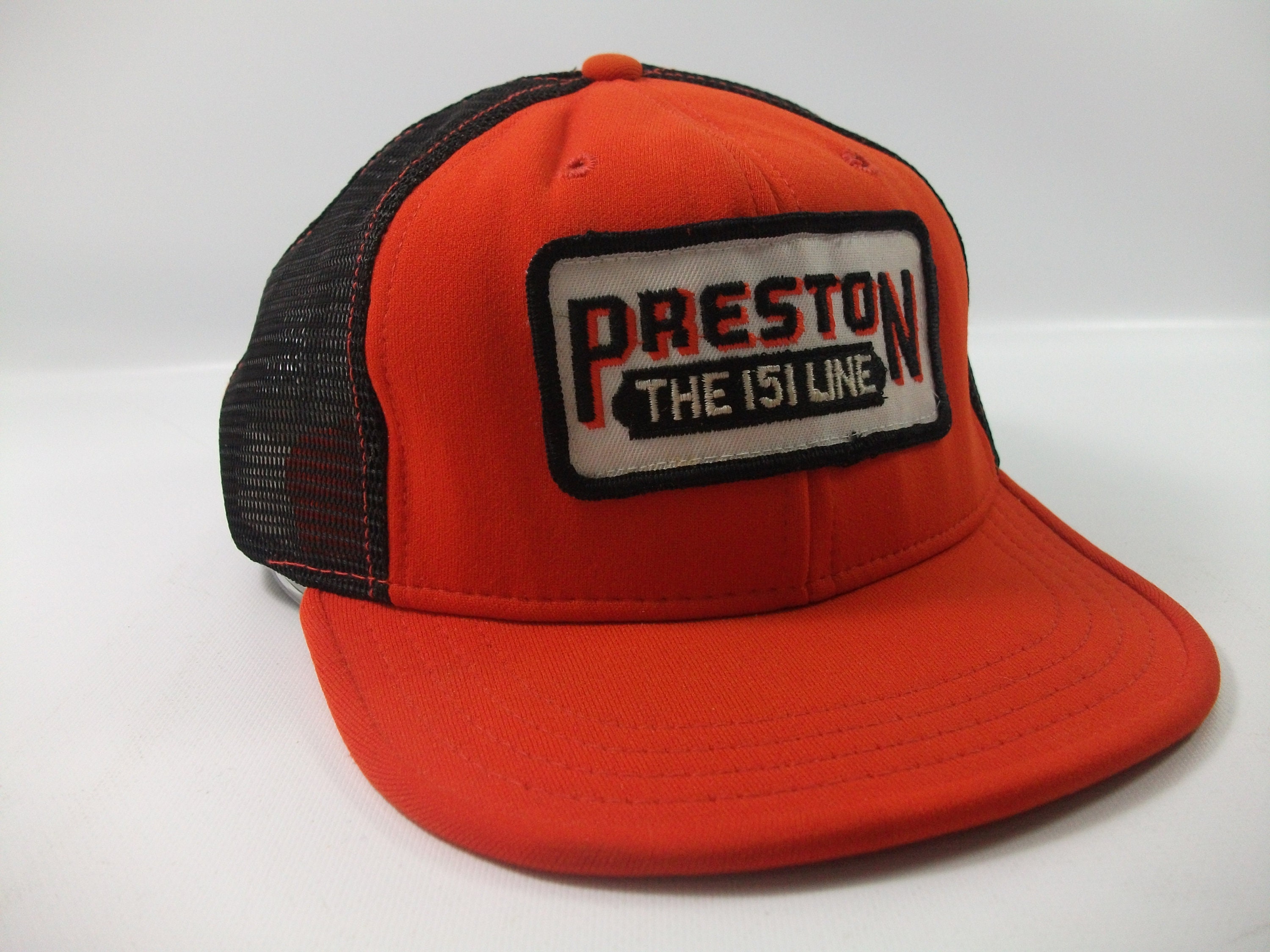 Preston the 151 Line Patch Hat Vintage Orange Black Snapback Trucker ...