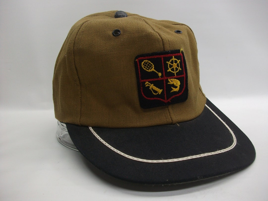 Tennis Club Ships Wheel Golf Clubs Patch Hat Vintage Black Brown Size 7 ...