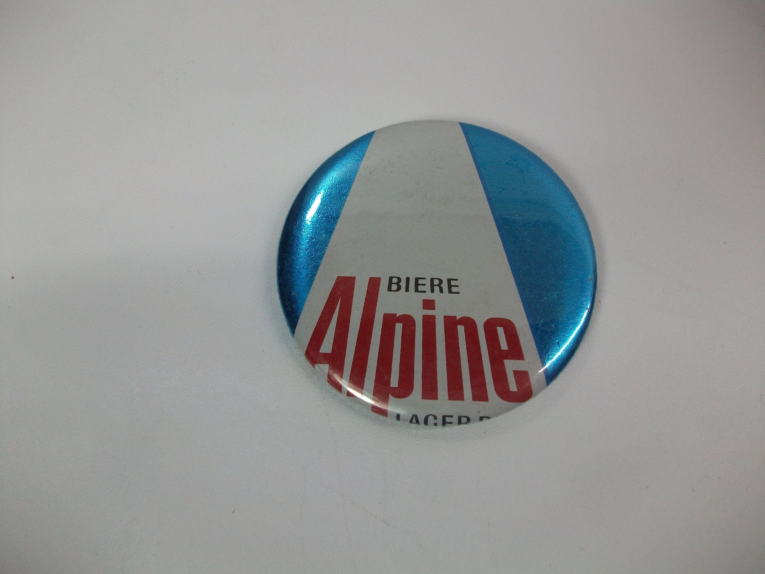 Alpine Lager Beer Biere Blue White 2.5" Vintage Pinback Pin Button ...