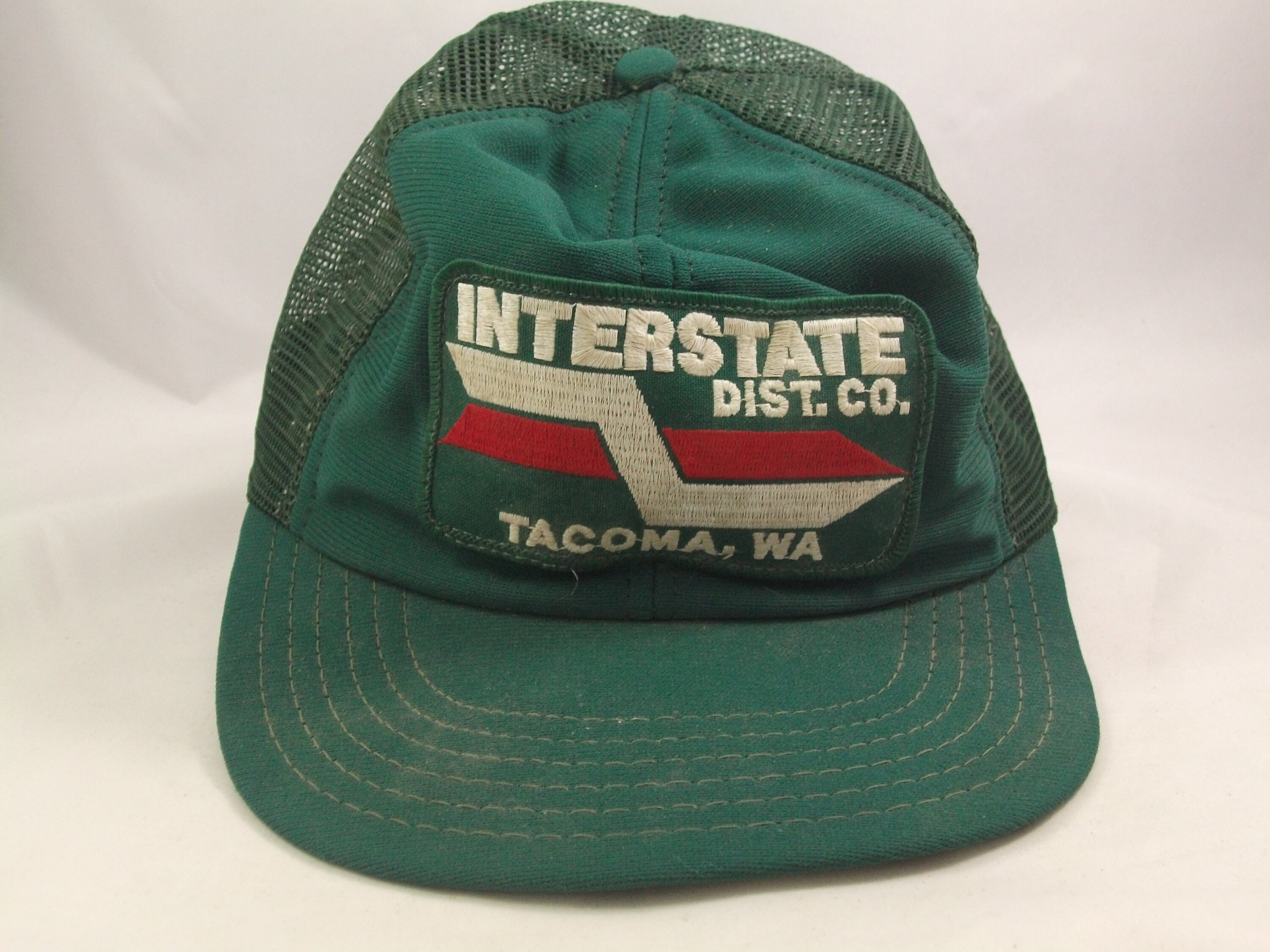 Interstate Dist Co Tacoma WA Patch Hat Vintage Green Snapback Trucker ...
