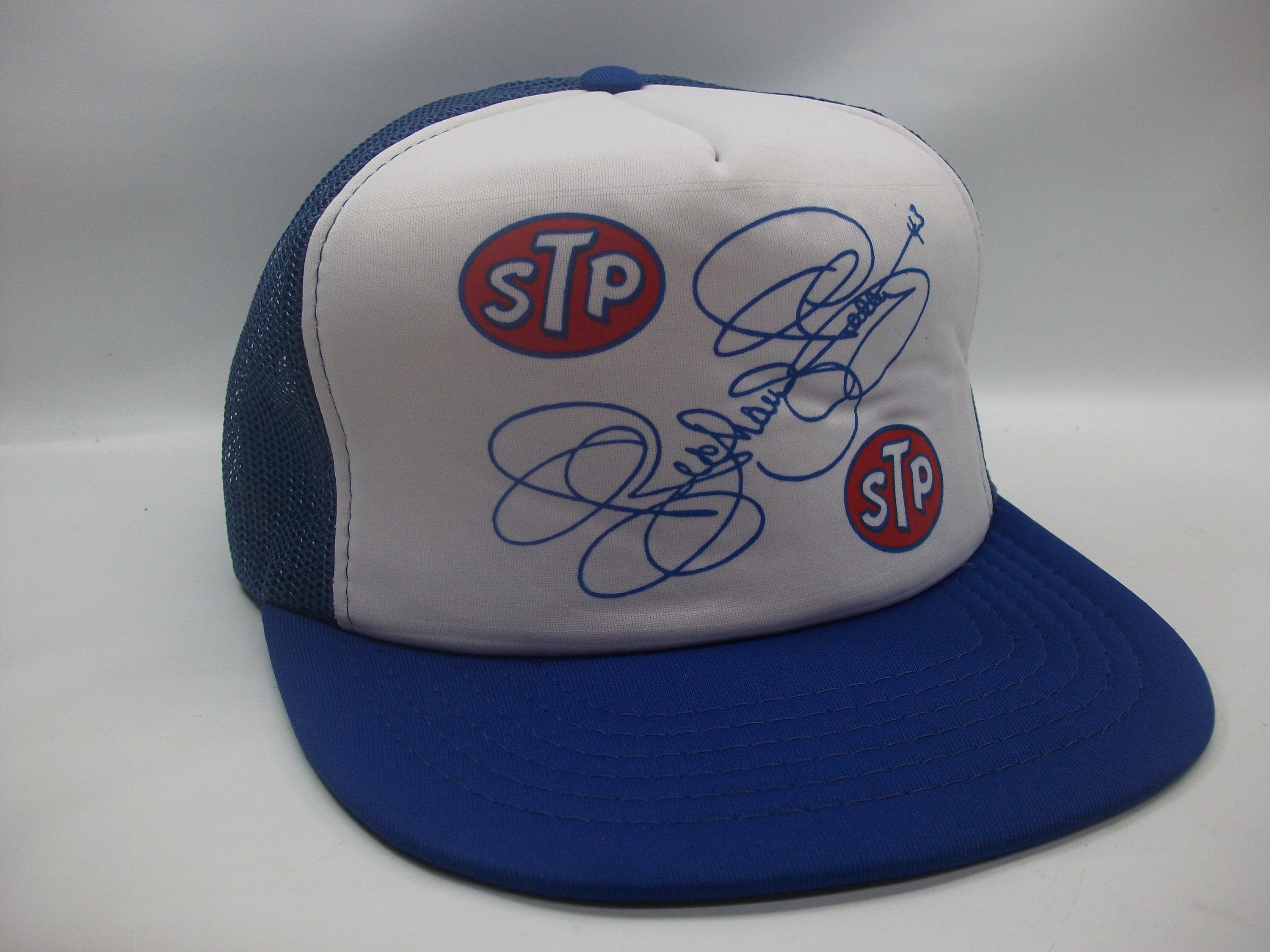 STP Richard Petty Signature 43 Hat Vintage Blue White Nascar Stock Car ...