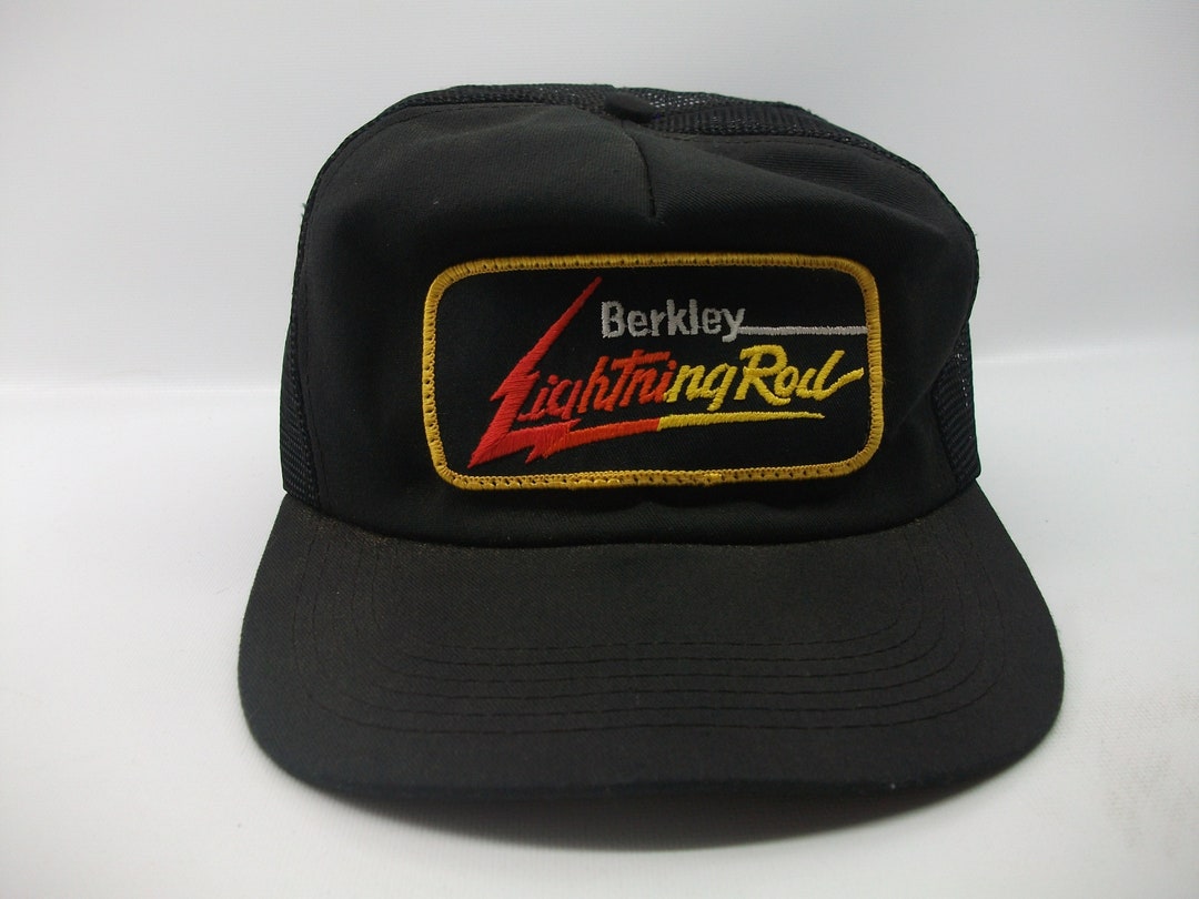 Berkley Lightning Rod Patch Hat Vintage Black Snapback Trucker Cap Made ...