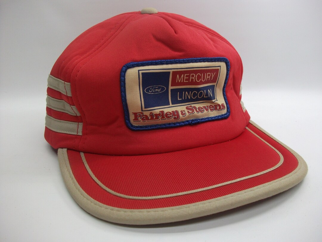 Ford Mercury Lincoln Fairley & Stevens Dealership Patch Hat Vintage Red ...