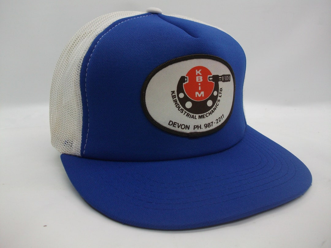 KB Industrial Mechanics Patch Hat Vintage Blue White Snapback Trucker ...