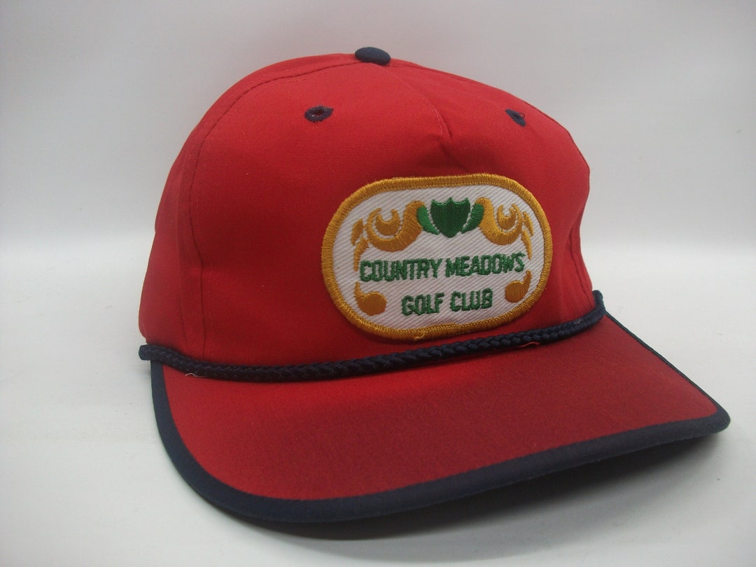 Country Meadows Golf Club Patch Hat Discolored Stained Vintage Red ...
