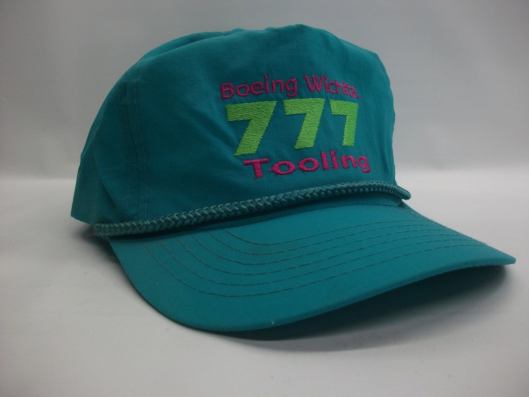 Boeing Wichita 777 Tooling Hat Vintage Teal Snapback Rope Baseball Cap ...