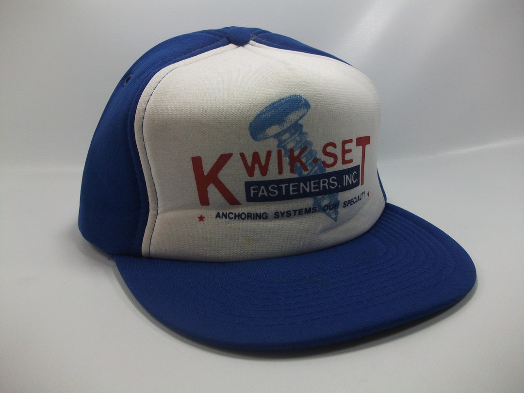 Kwik Set Fasteners Hat Vintage Blue White Snapback Baseball Cap - Etsy