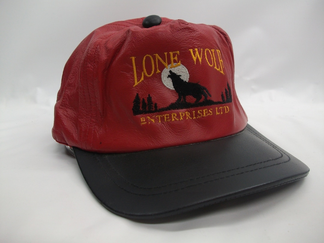 Lone Wolf Enterprises Ltd Hat Vintage Red Black Strapback Leather Baseball Cap - Etsy