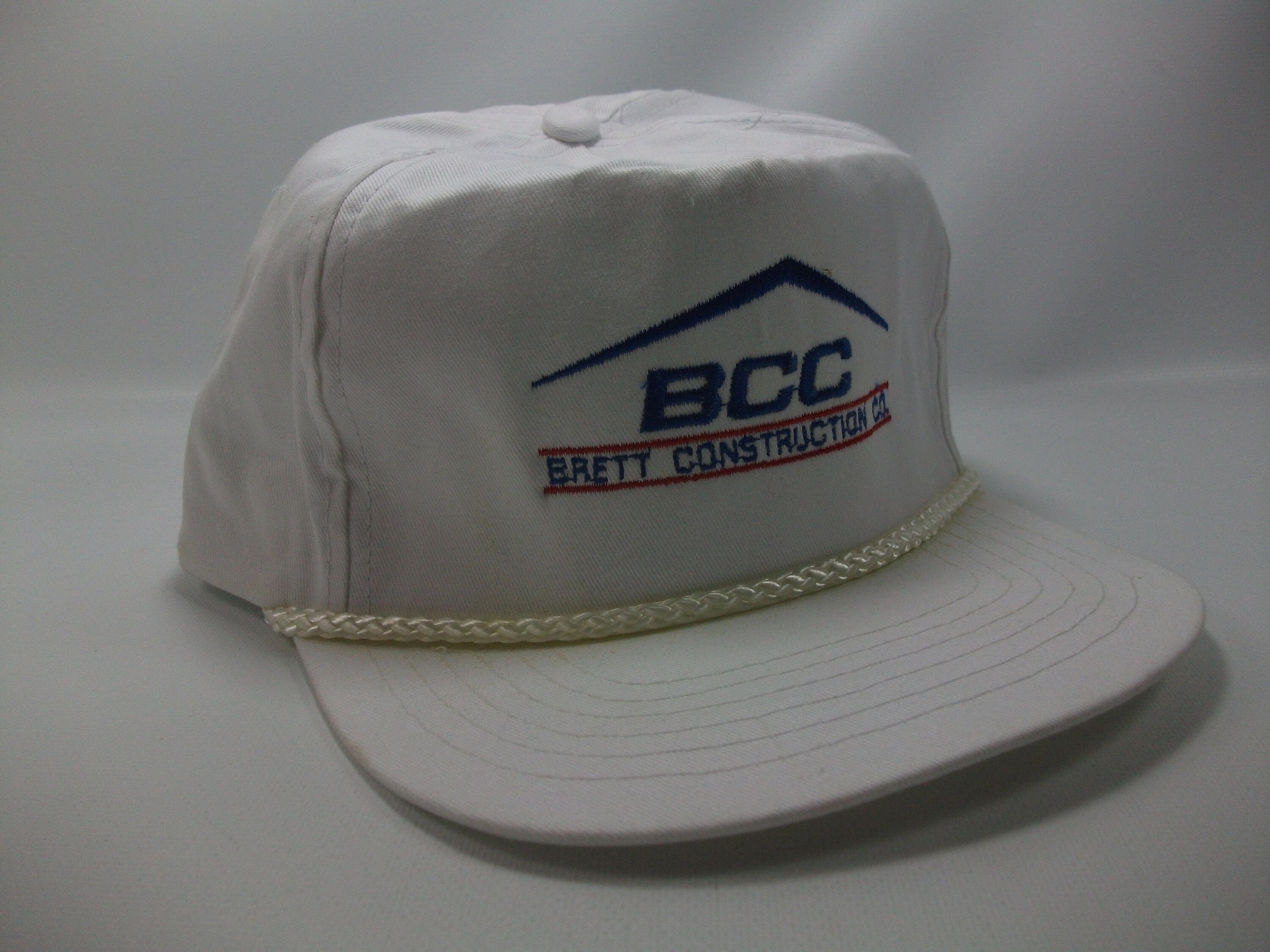 BCC Brett Construction Co Hat Vintage White Strapback Baseball Cap - Etsy