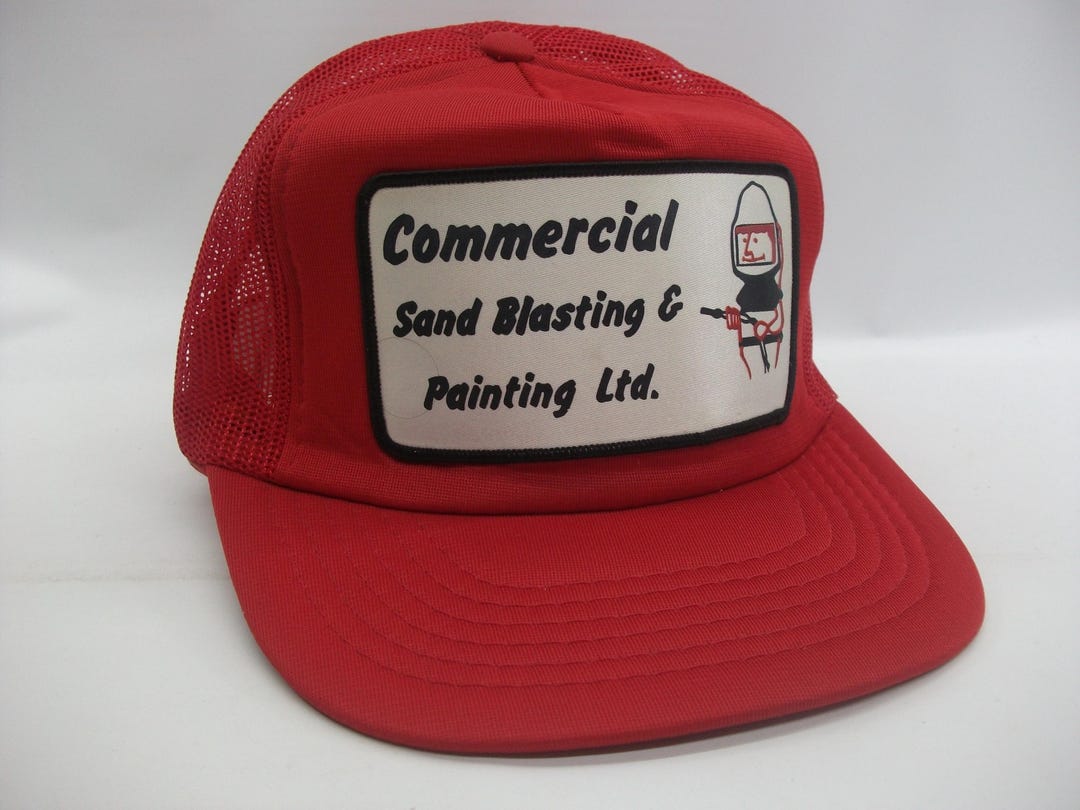 Commercial Sand Blasting Painting Patch Hat Vintage Red Snapback ...