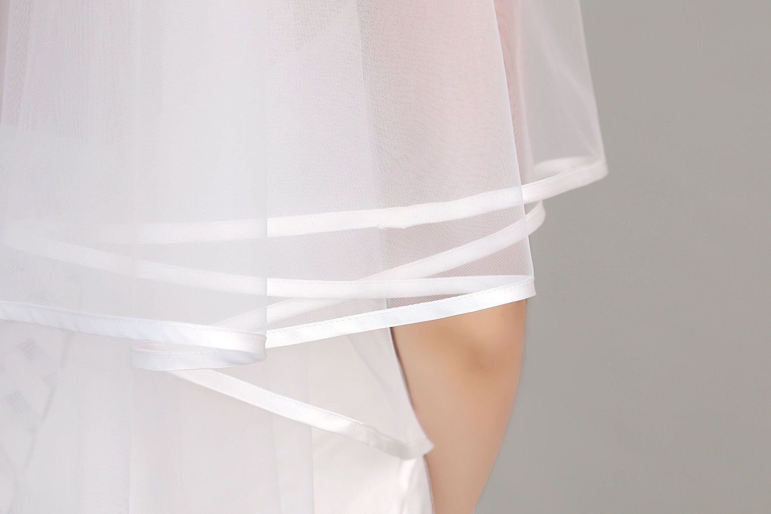 Two-tier Satin Trim Cathedral Veil With Comb Ivory / off - Etsy