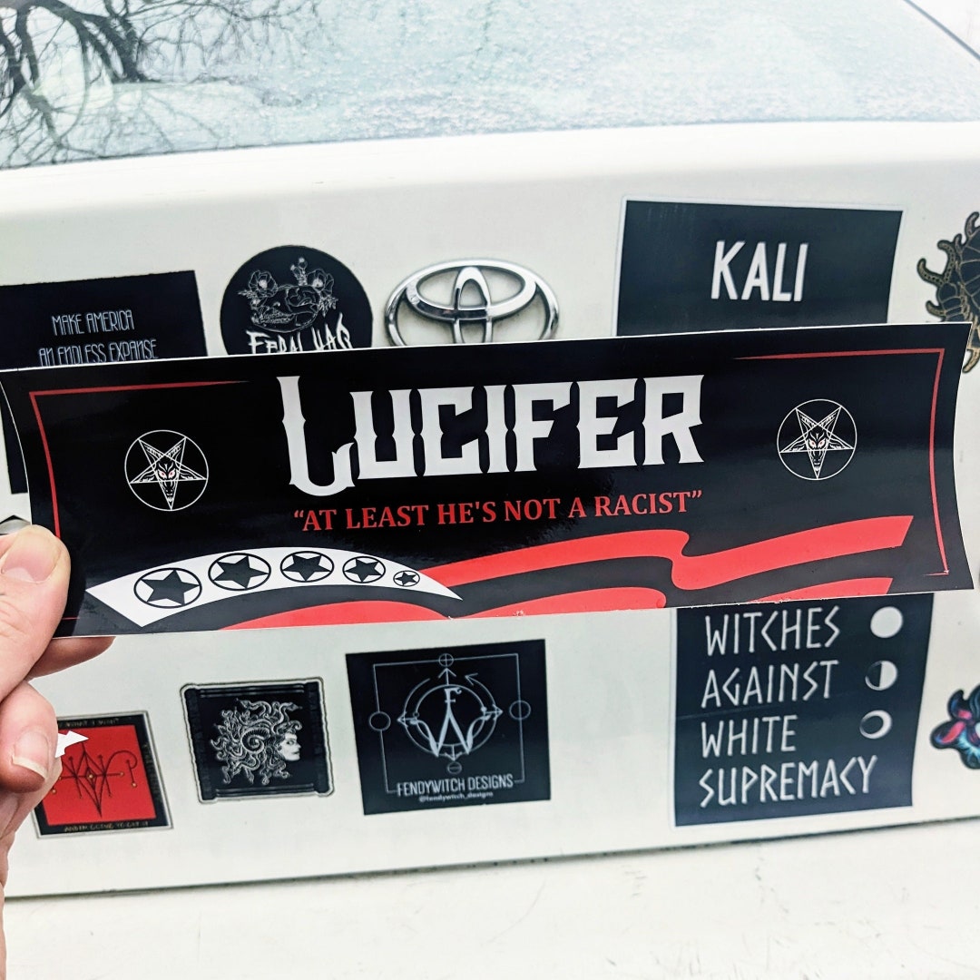 Lucifer for President Bumper Sticker, Hail Satan Anti Trump Sticker ...
