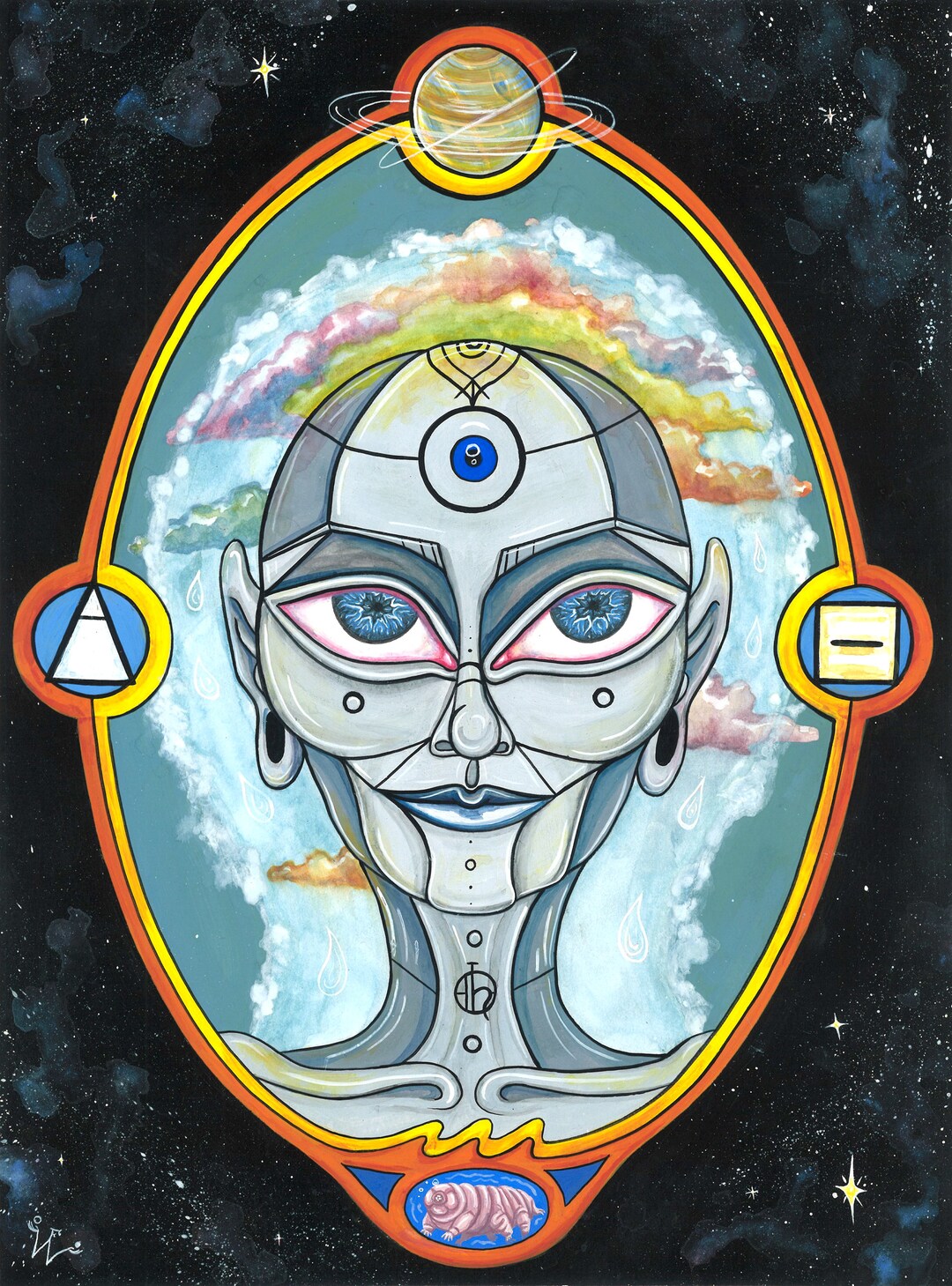 Aquarius Zodiac Art Print, Astrology Gift, Aquarius Robot Alien ...