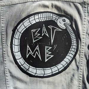 Eat Me Ouroboros Back Patch, Pink Worm Punk Patch Block Print - Etsy