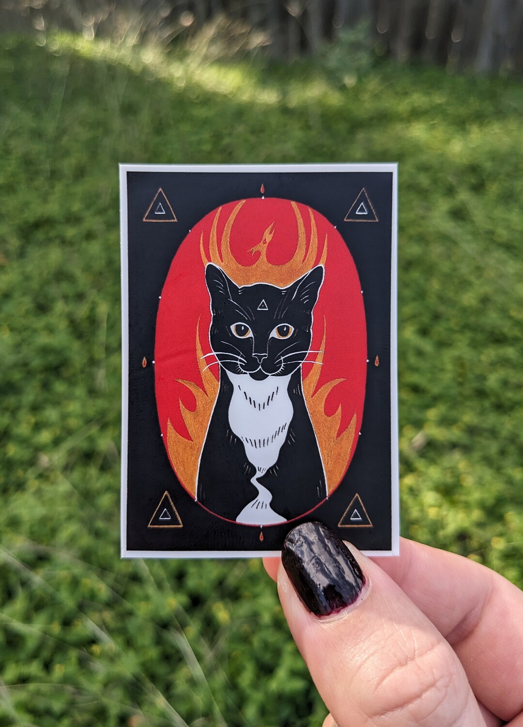 Fire Element Tuxedo Cat Vinyl Art Sticker With Fire - Etsy