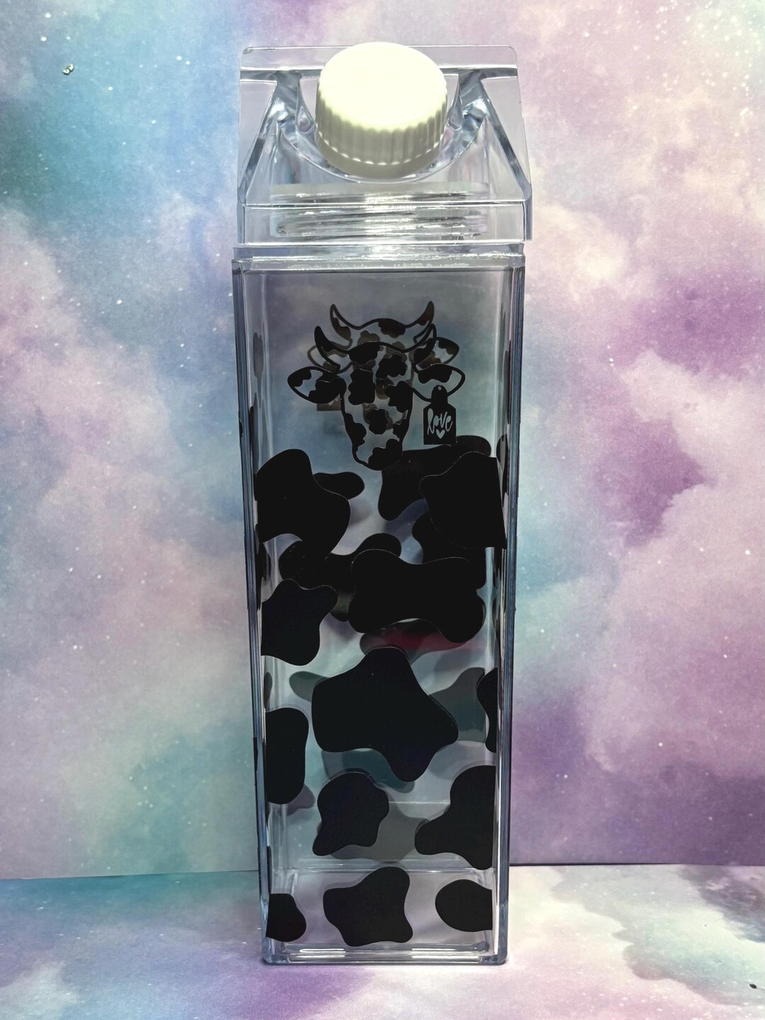 Cow Print Milk Carton Water Bottle - Etsy
